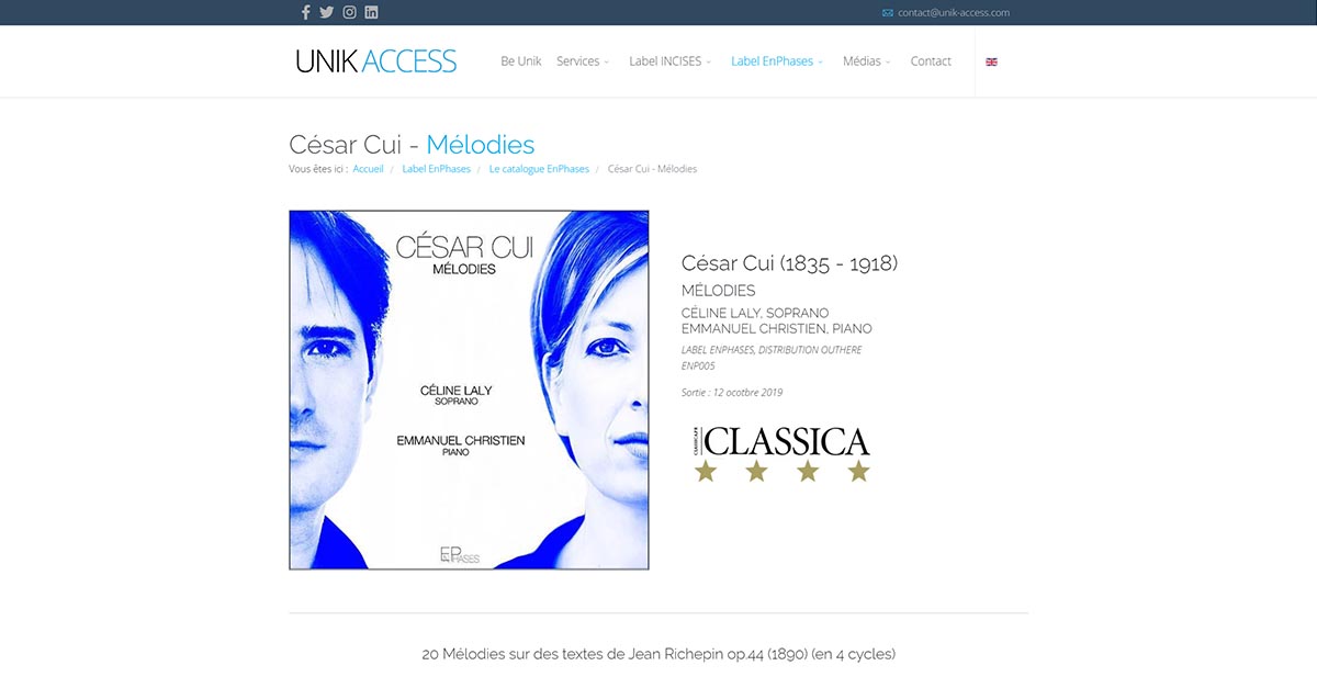 César Cui - Mélodies, Céline Laly et Emmanuel Christien